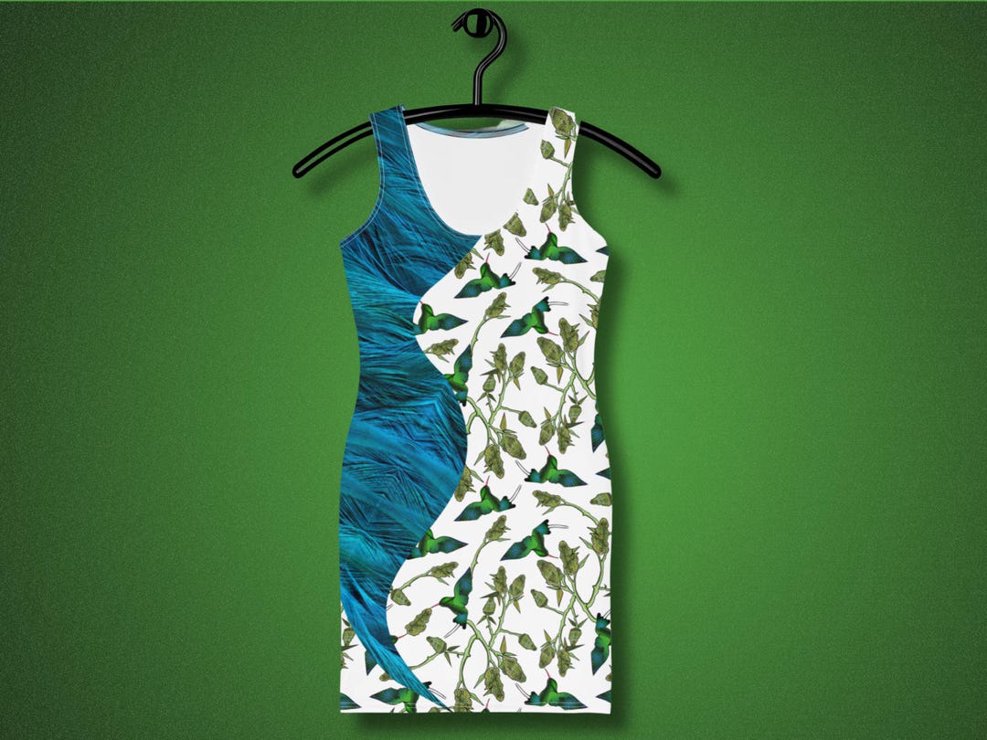 Cannabis Hummingbird Bodycon Dress – Marijuana Leaf Print, Rave Outfit ...