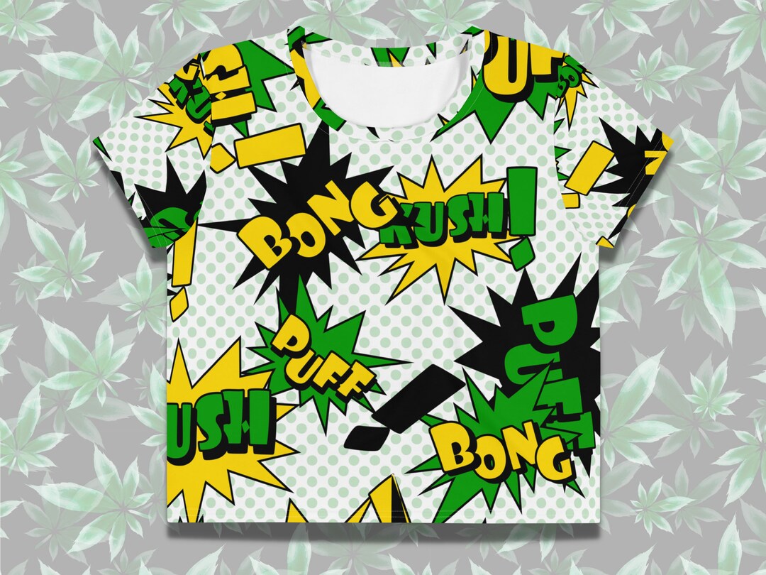 Retro CANNABIS CROPPED T-SHIRT Comic Superhero Weed Shirt for - Etsy
