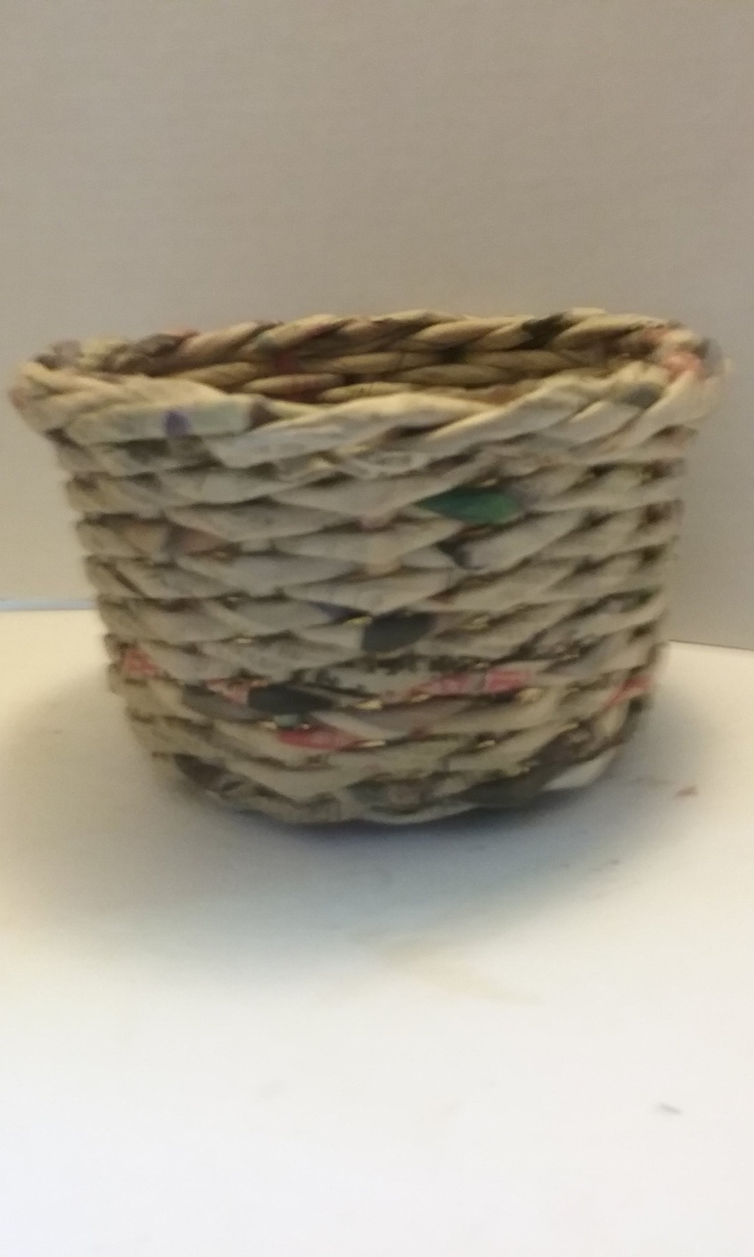 Vintage Woven Paper Basket - Etsy