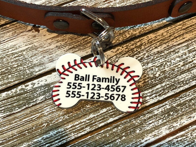 Baseball-themed Bone-shaped Pet ID Tag. Dog Tag Baseball Fan - Etsy