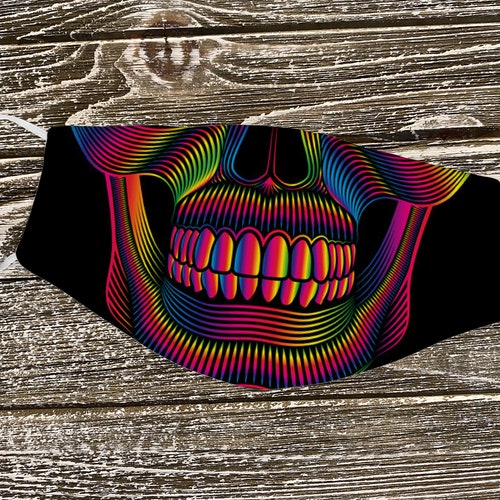 Psychedelic Rainbow Colorful Vibrant Skull Trippy Face - Etsy