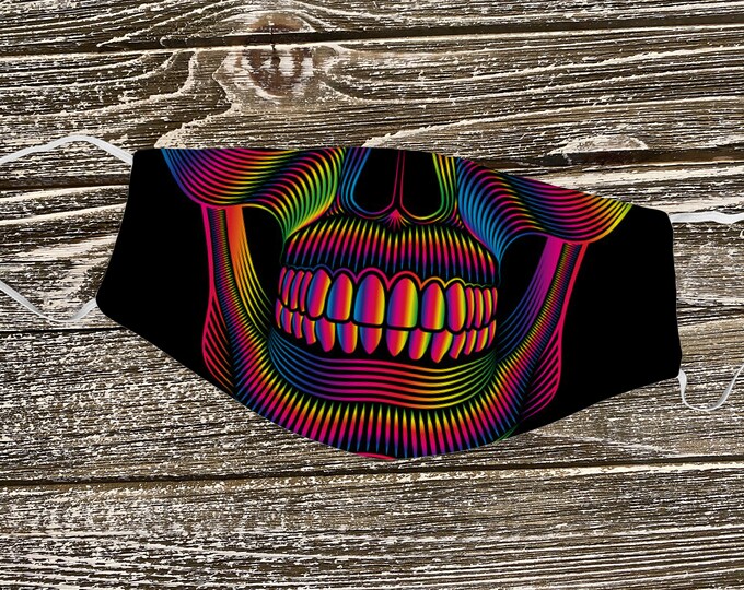 Psychedelic, Rainbow, Colorful, Vibrant, Skull, Trippy, Face Cover ...