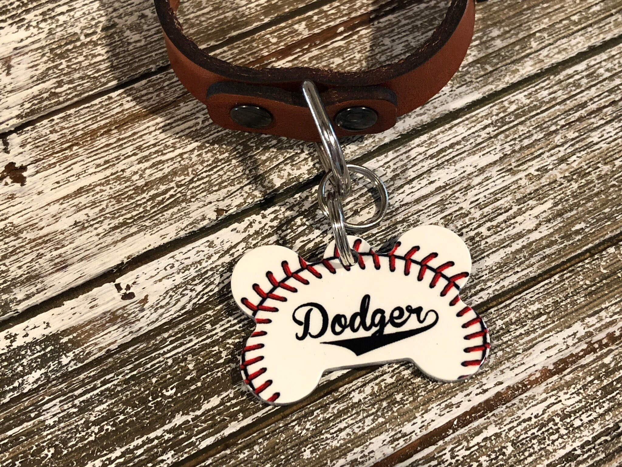 Baseball-themed Bone-shaped Pet ID Tag. Dog Tag Baseball Fan - Etsy