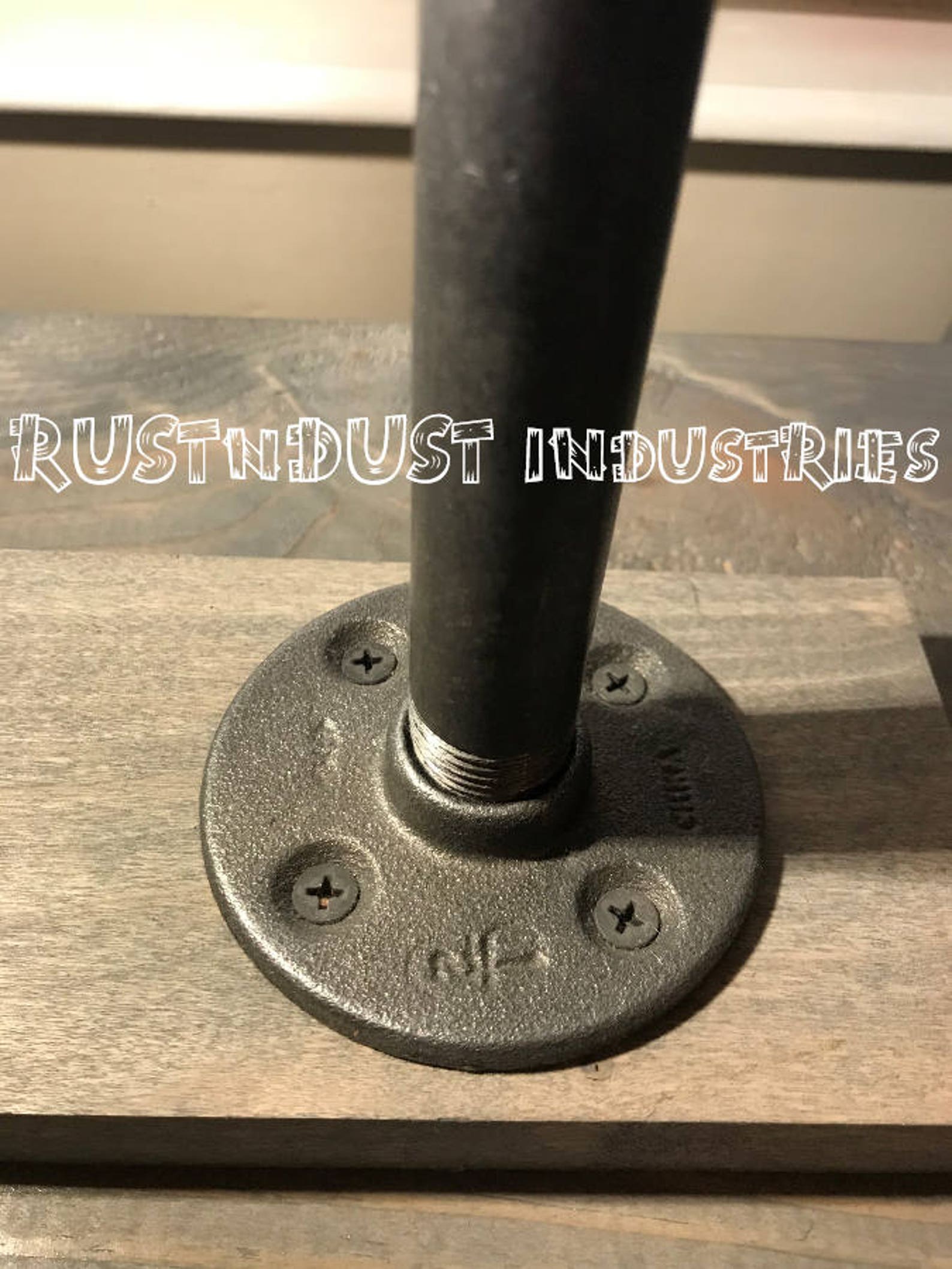 Industrial Galvanized Black Pipe Lamp With Wood Base/loft/vintage - Etsy