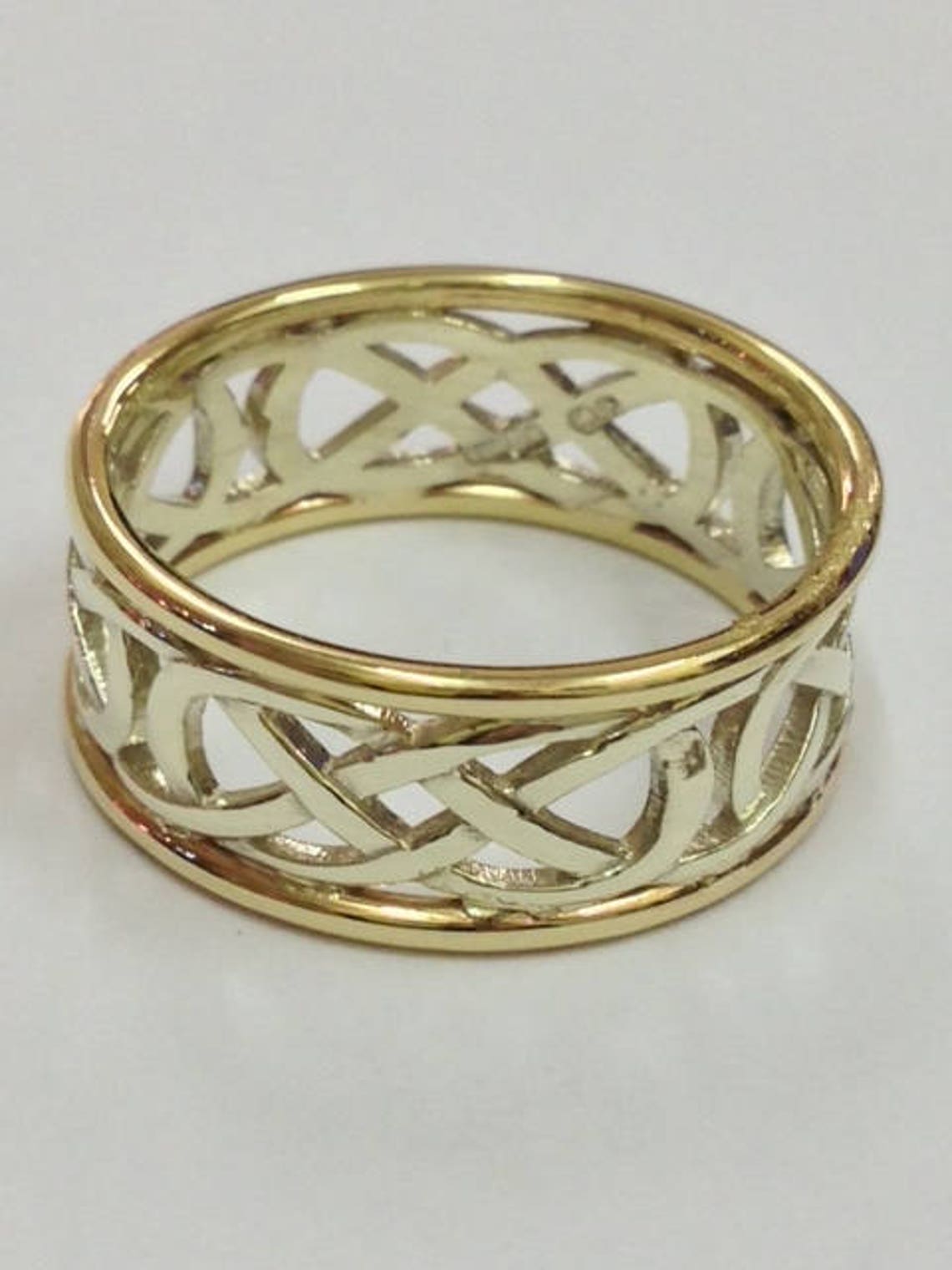 Men’s Sterling Silver and 9k Gold Celtic Ring in 2 Tone. Made in ...