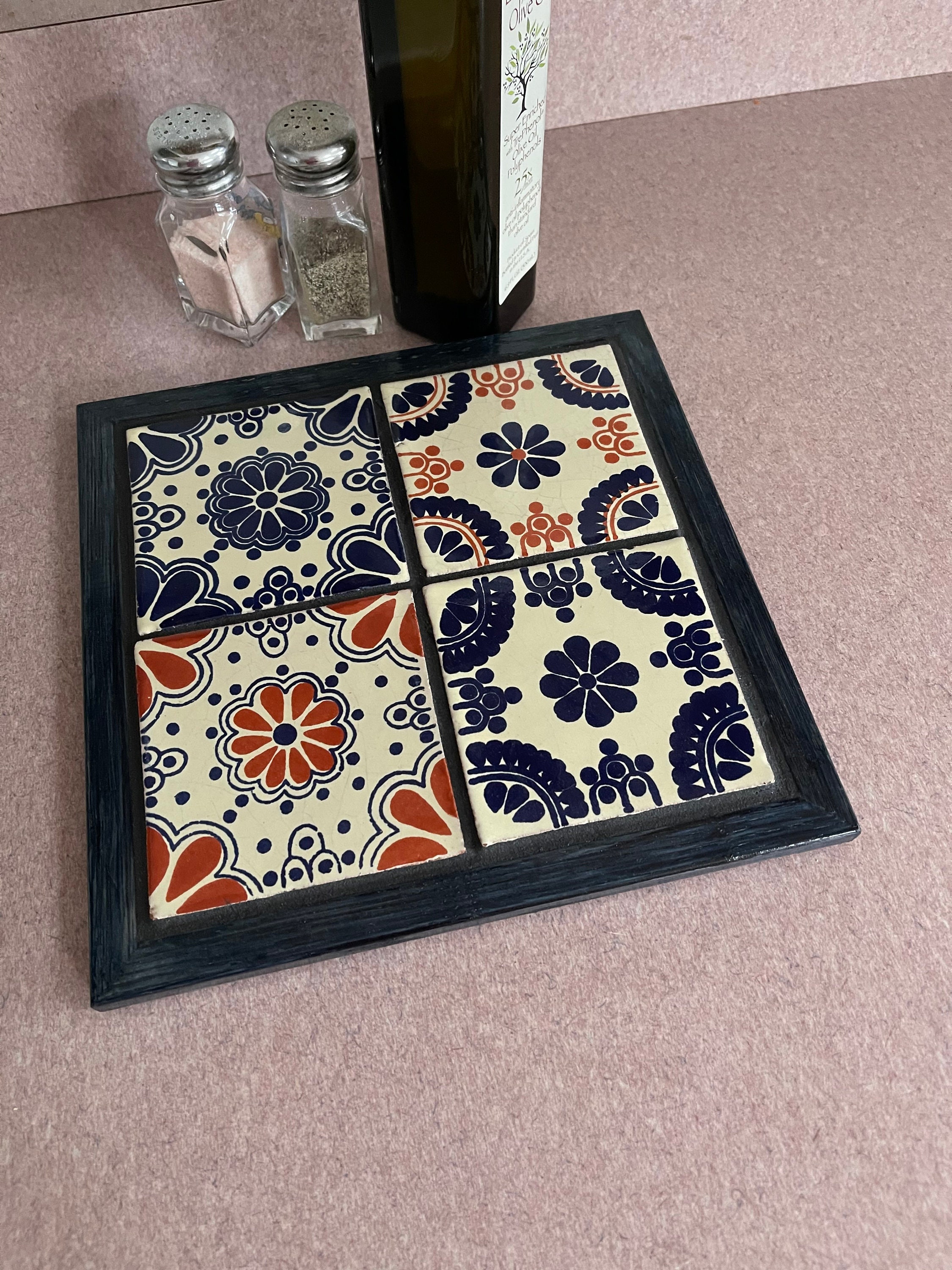 Trivet Handcrafted Oak Wood Frame - 10.5"x10.5" (outside Dim) With 4 ...