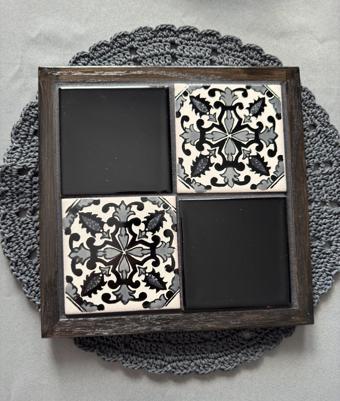 Handcrafted Tile Trivet in Oak Wood Frame 10 1/2" X 10 1/2" Outside ...