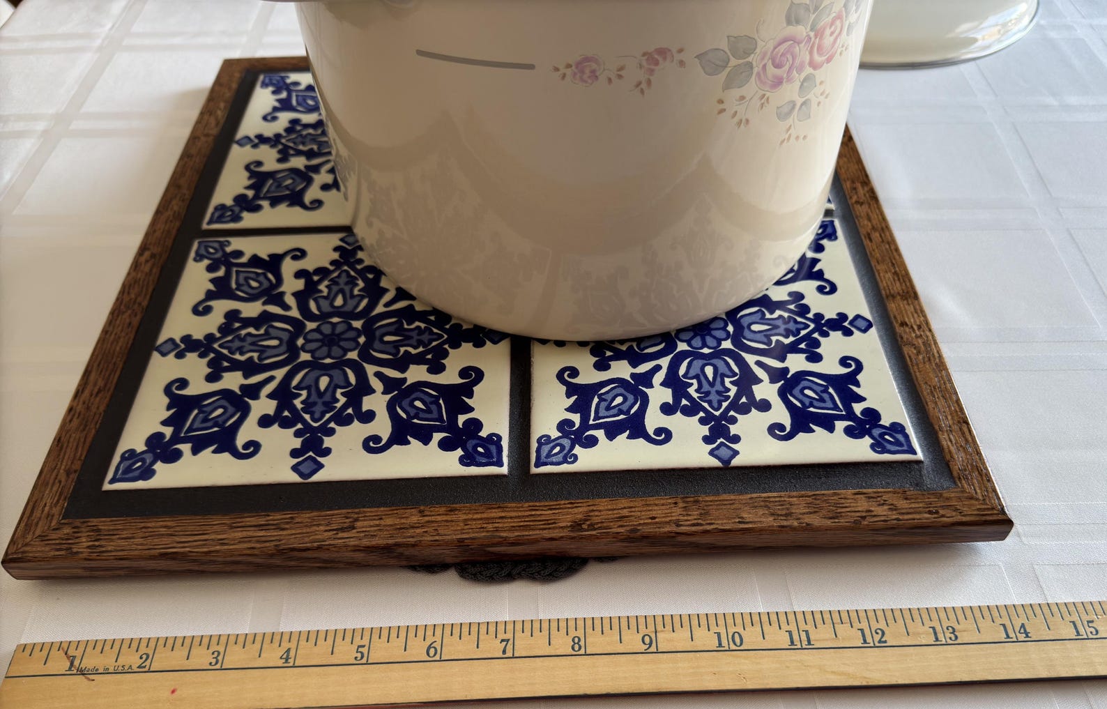 Trivet Handcrafted in Oak Wood Frame. Large 14 1/2 " X 14 1/2" OD - Etsy