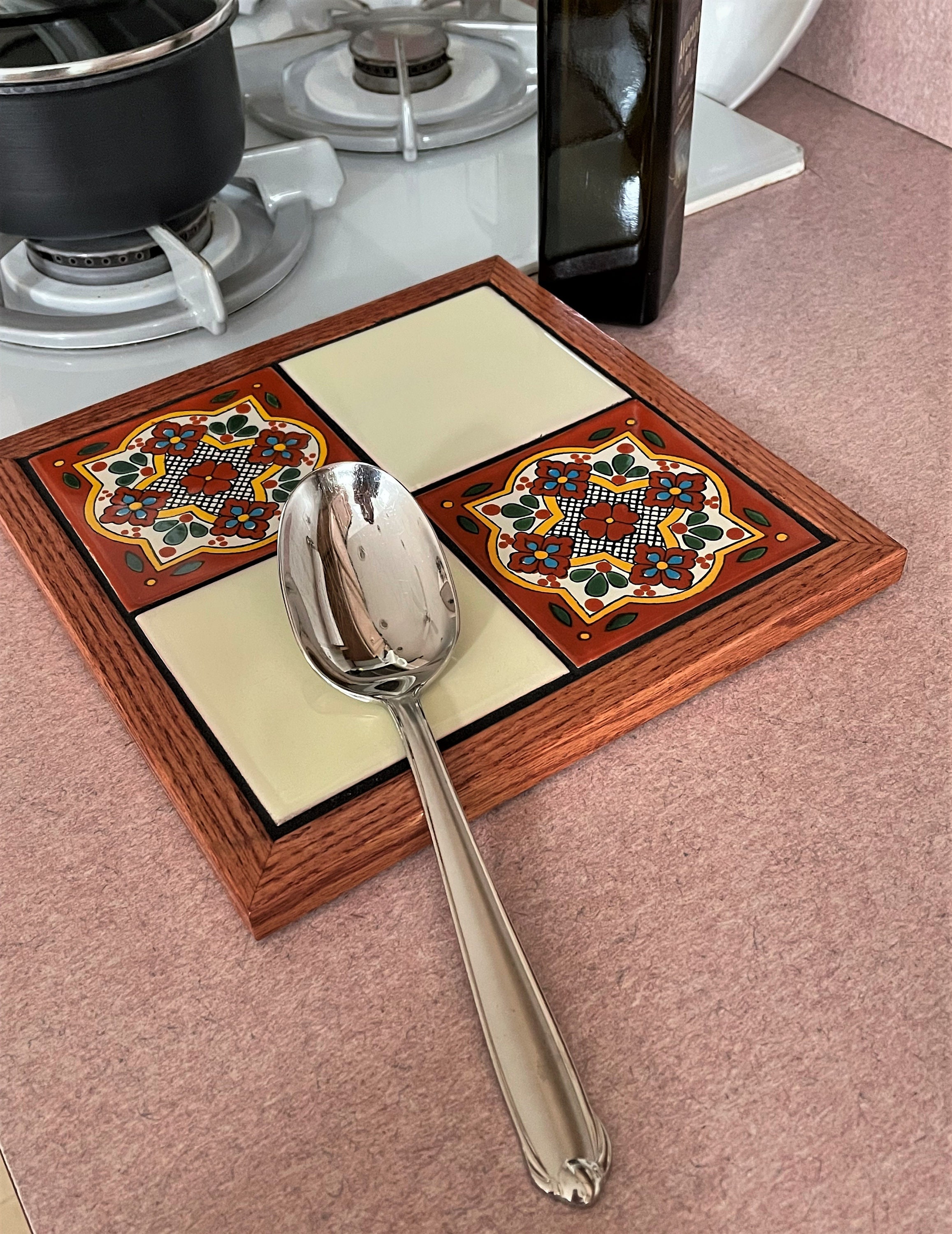 Trivet Handcrafted Oak Wood Frame - 10.5"x10.5" (outside Dim) With 4 ...