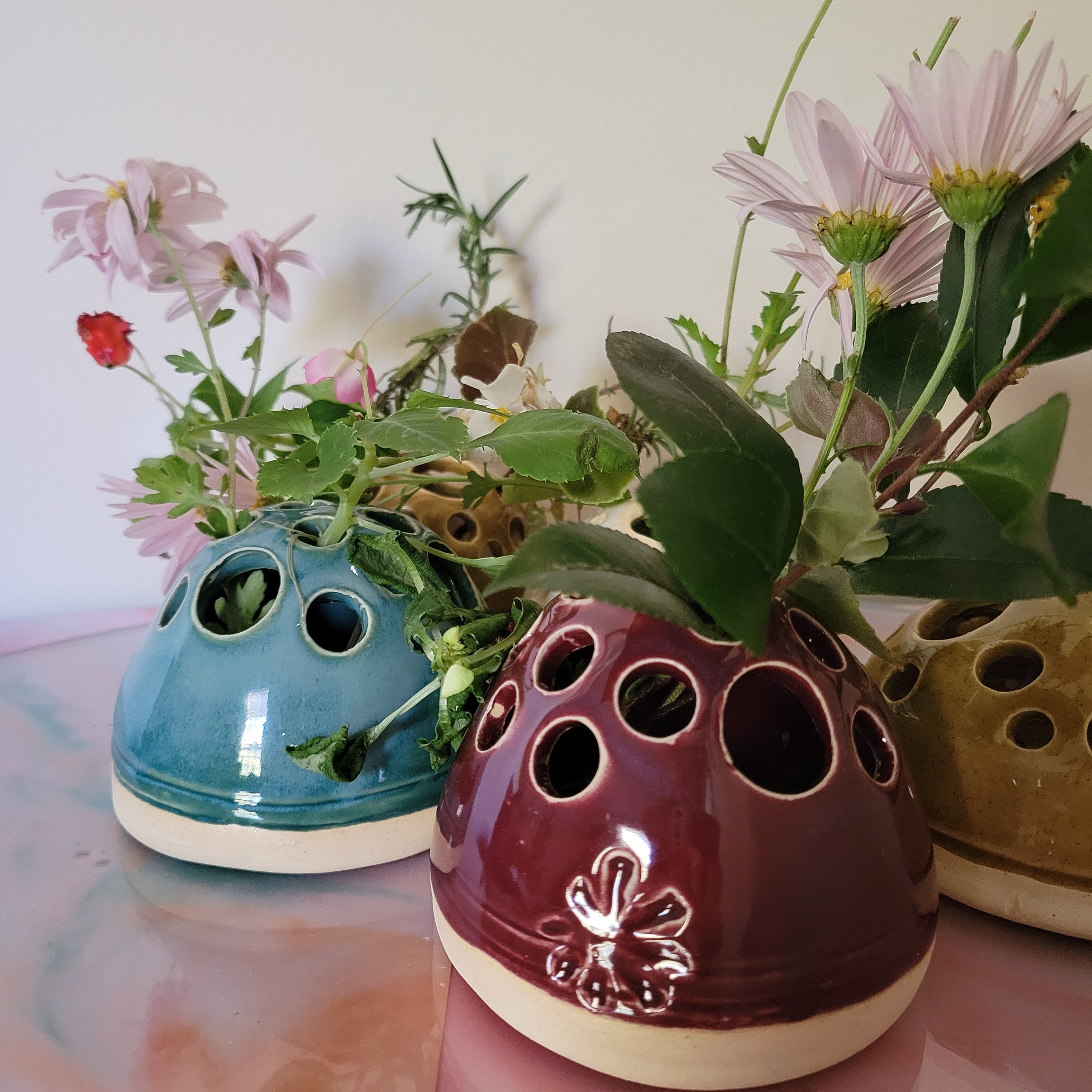 Flower Frog/handmade Ceramic Vase/rustic Pottery/contemporary Design ...