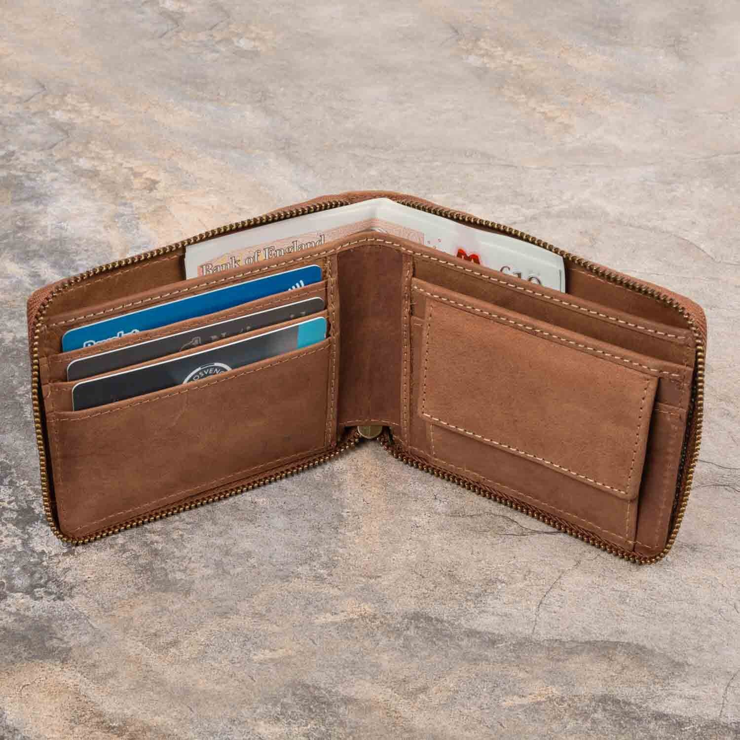 Leather Zip Wallets for Men Real 100 Percentage Premium | Etsy UK