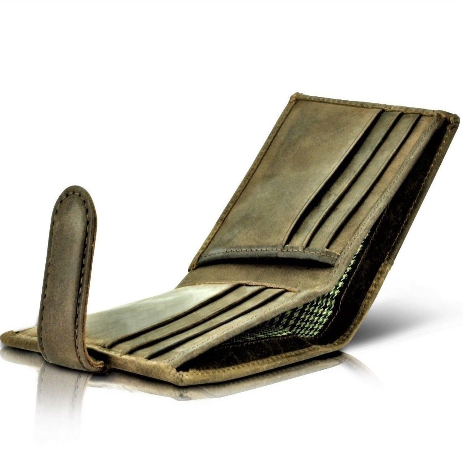 Leather Wallets for Men Real 100 Percentage Leather Hook-loop Closure ...