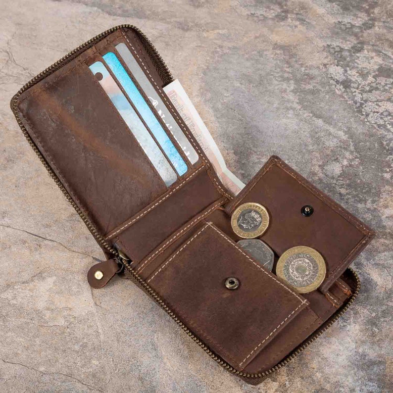 Leather Zip Wallets for Men Real 100 Percentage Premium | Etsy UK