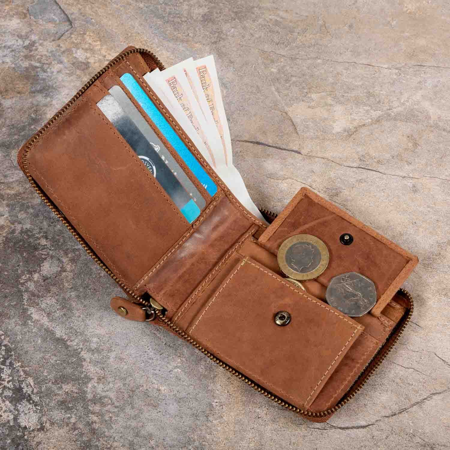 Leather Zip Wallets for Men Real 100 Percentage Premium | Etsy UK