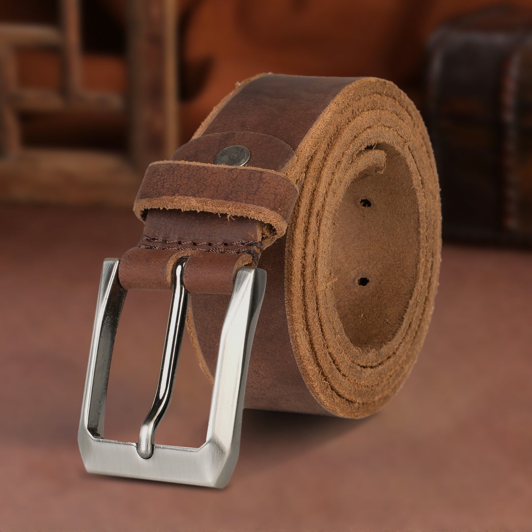 Leather Belt Mens Genuine Stylish Strap Full Grain Jeans Denim Formal ...