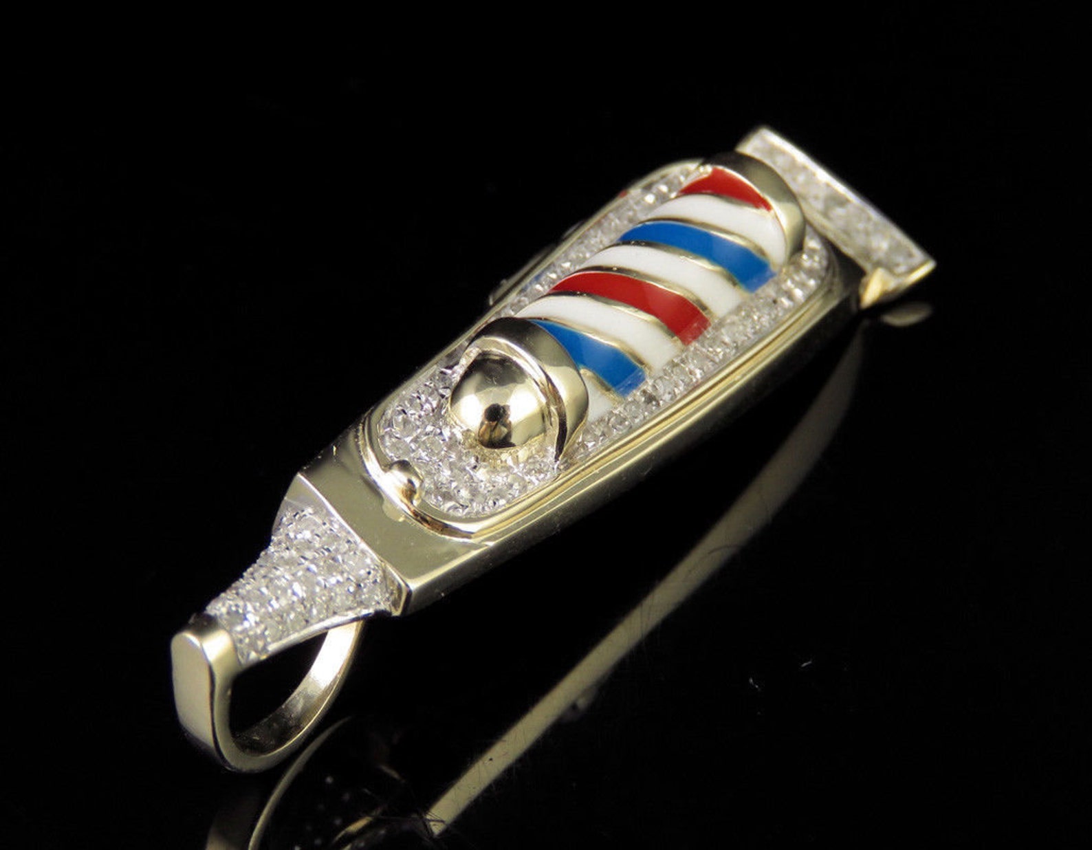 10K Solid Yellow Gold Hand Made Barber Pole Clipper Diamond | Etsy