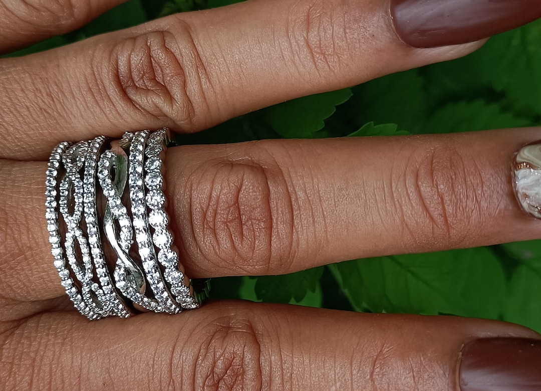Six Set of Stackable/stacking Rings in Cubic Zircon & Sterling Silver ...