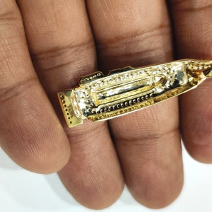 10K Solid Yellow Gold Hand Made Barber Pole Clipper Diamond Pendant 1/3 ...