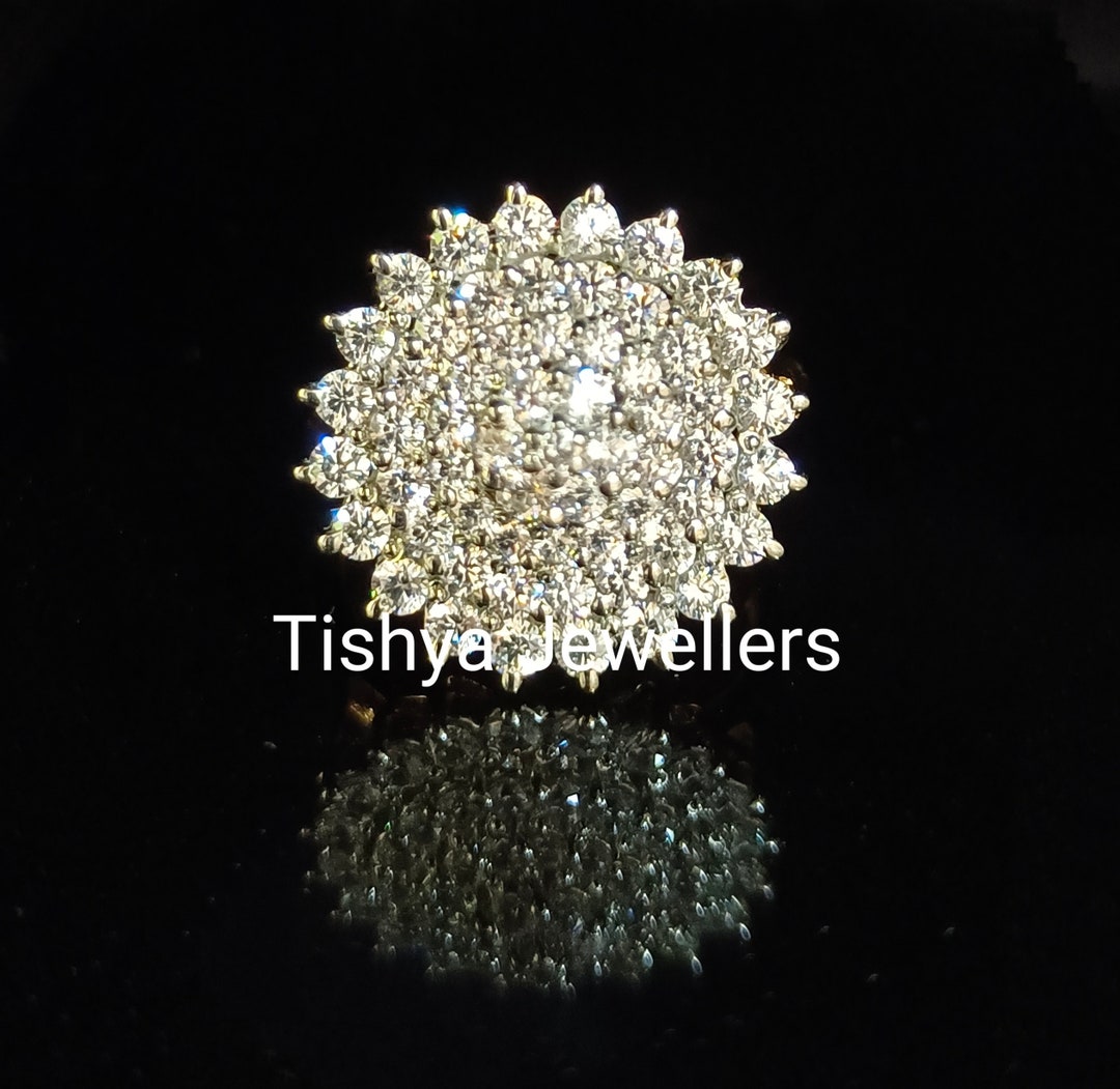 2ct Simulated Diamond Cluster Ring: 14K Yellow Gold Art Deco Bridal ...