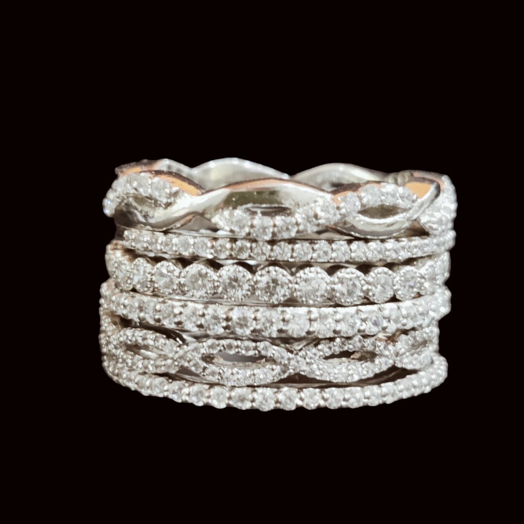 Six Set of Stackable/stacking Rings in Cubic Zircon & Sterling Silver ...
