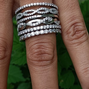 Six Set of Stackable/stacking Rings in Cubic Zircon & Sterling Silver ...