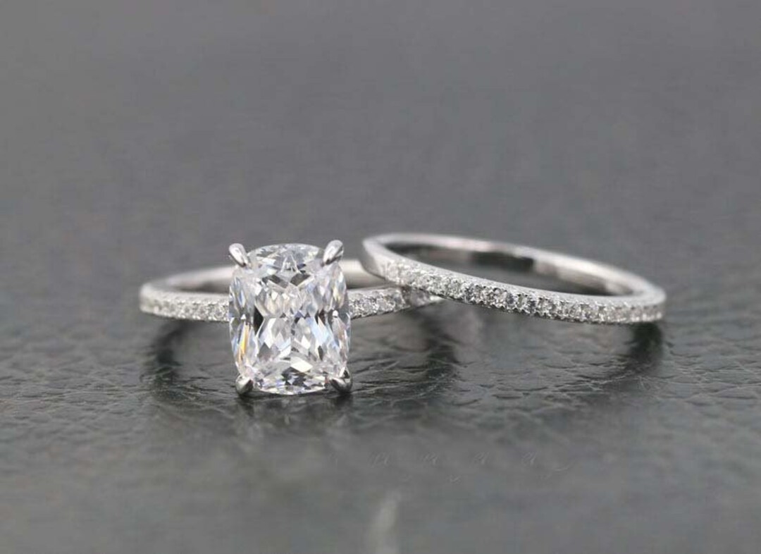 10x8mm 4ct Rectangle Cushion Cut Engagement Ring, Cushion Solitaire ...