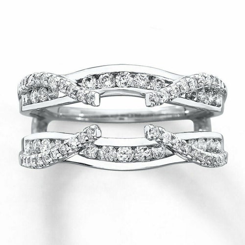 Channel Setting Diamond Band Enhancer Ring White Gold Over - Etsy