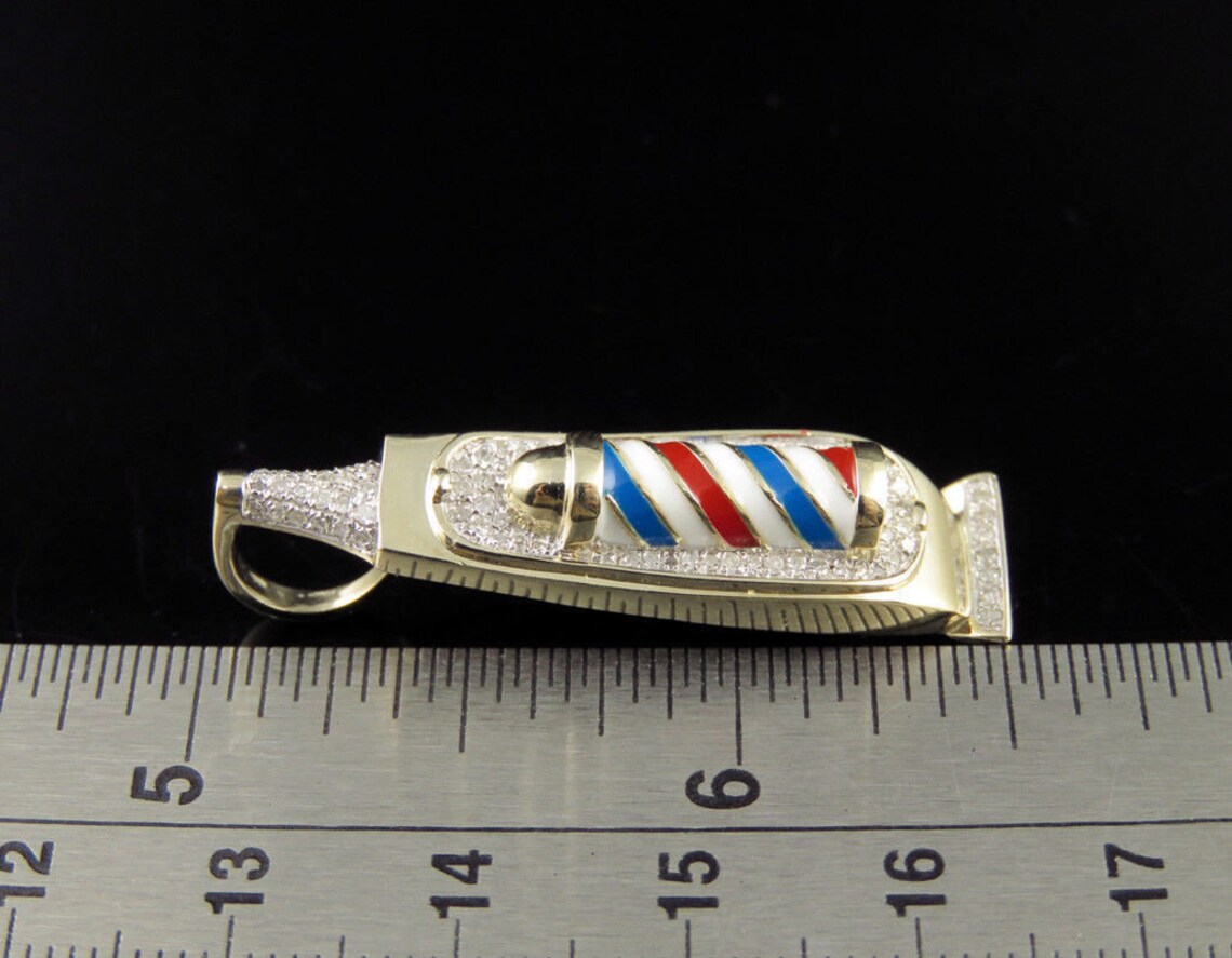 10K Solid Yellow Gold Hand Made Barber Pole Clipper Diamond | Etsy