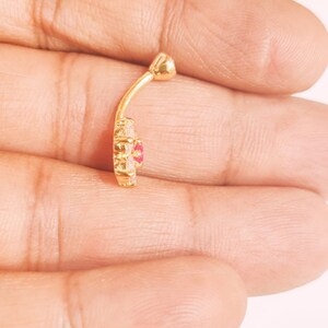 Ruby Flower Belly Button Navel Ring Round Simulated Diamond 0.50ct 14k ...