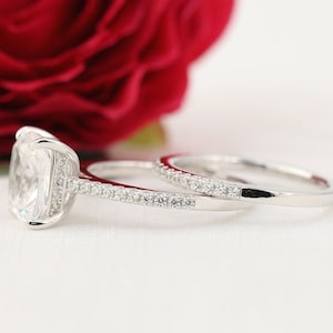 10x8mm 4ct Rectangle Cushion Cut Engagement Ring, Cushion Solitaire ...