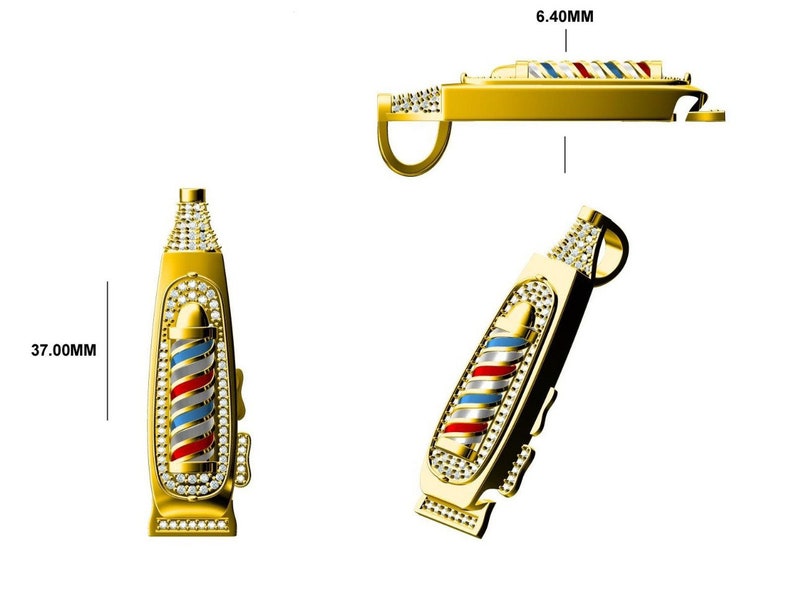 10K Solid Yellow Gold Hand Made Barber Pole Clipper Diamond | Etsy