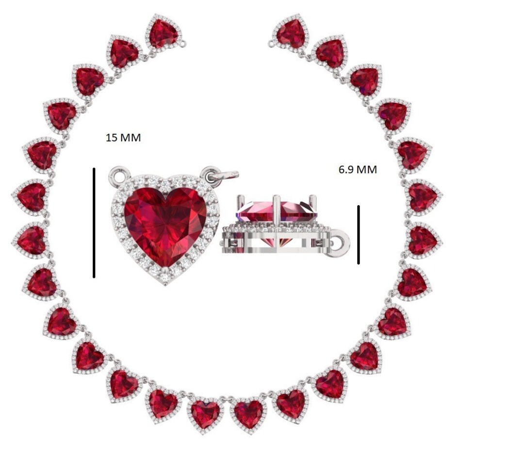 150 Ct Pretty Woman Movie Opera Necklace Simulated Heart Garnet Darker ...