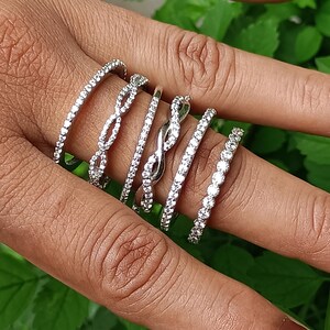 Six Set of Stackable/stacking Rings in Cubic Zircon & Sterling Silver ...