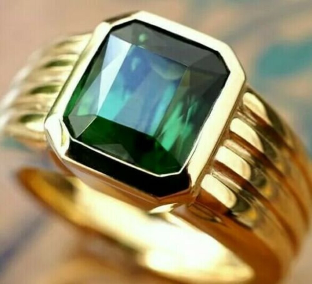 Natural Emerald Quartz Ring, Solid Copper Ring, 925 Sterling Silver ...