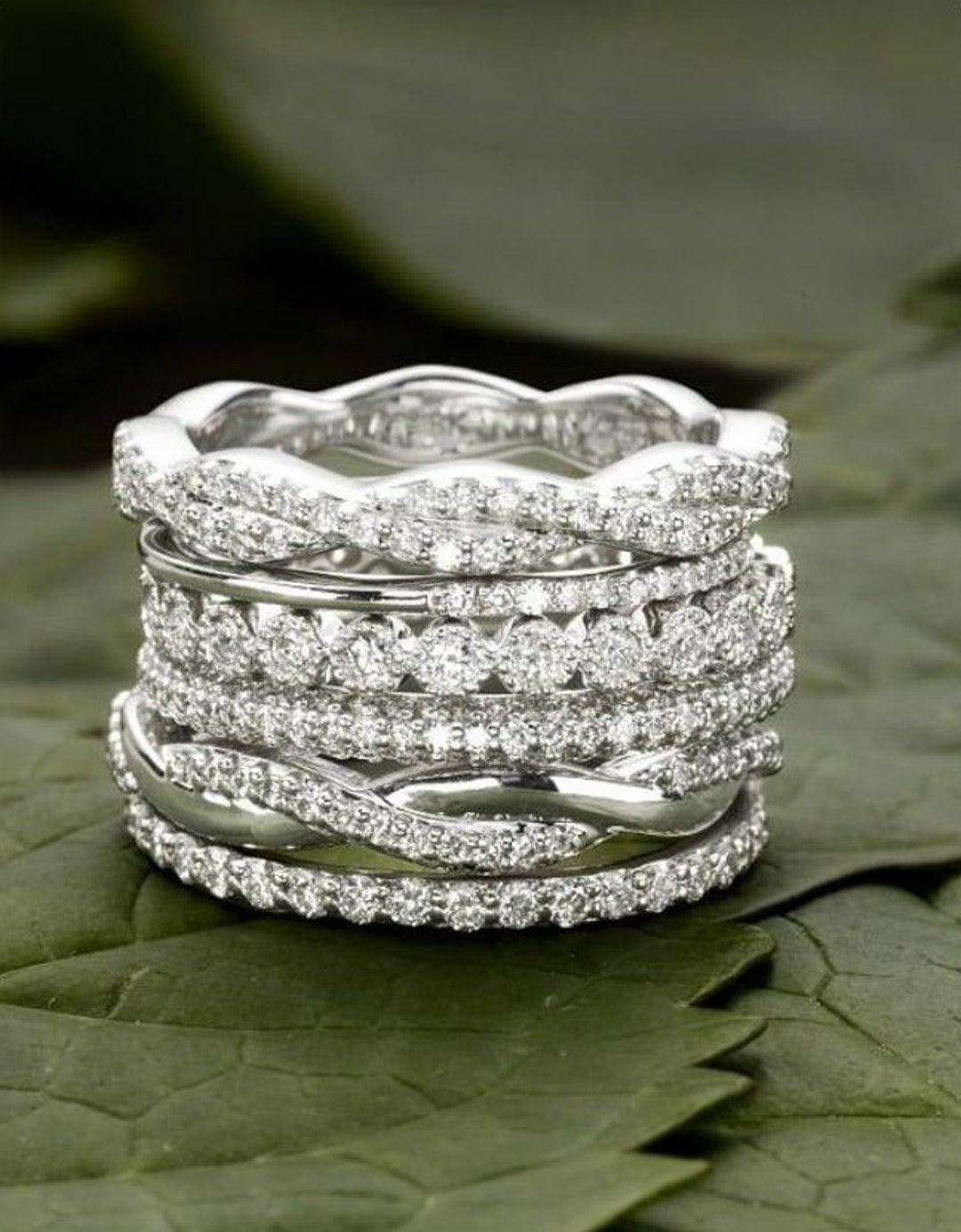 Six Set of Stackable/stacking Rings in Cubic Zircon & Sterling Silver ...