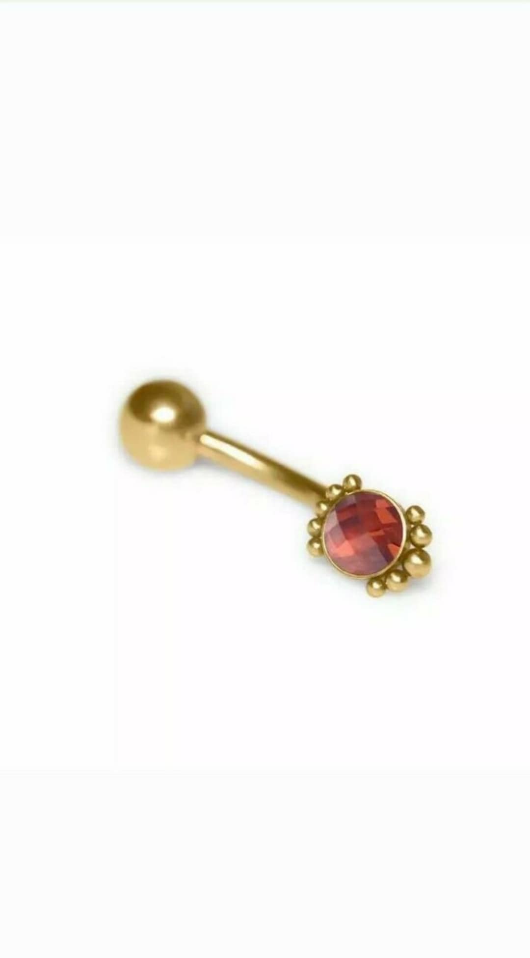 Red Ruby 2.ct 14k Yellow Gold Over Piercing Navel Barbell - Etsy