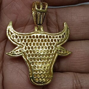 2CT Simulated Diamond Taurus Bull Zodiac Animal Men's Pendant Charm 14K ...