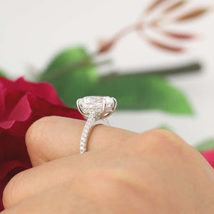 10x8mm 4ct Rectangle Cushion Cut Engagement Ring, Cushion Solitaire ...