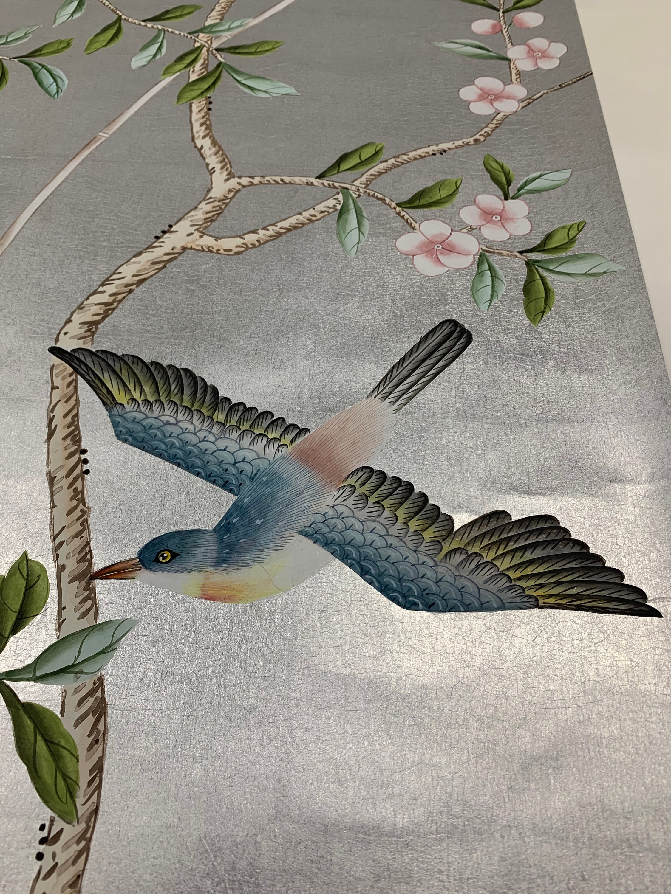 G-003 Birds Awakening Garden – Chinoiserie Hand-painted Mural With ...