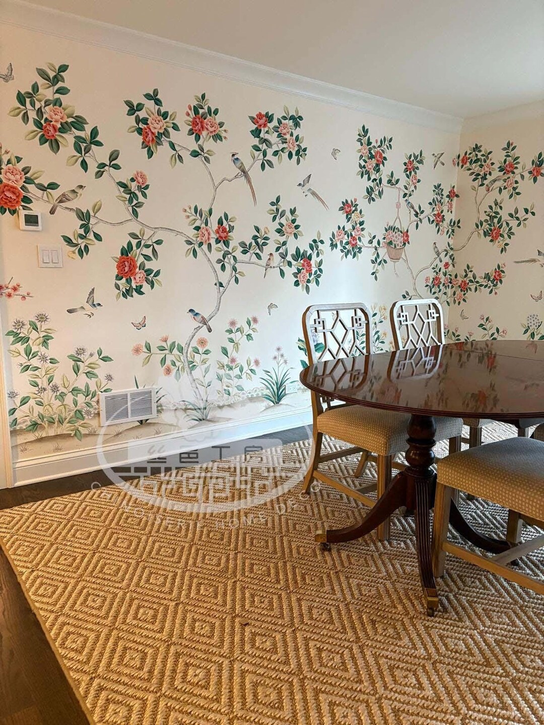 G-031 Lingering Garden Chinoiserie Handpainted Wallpaper on Ivory Paper ...