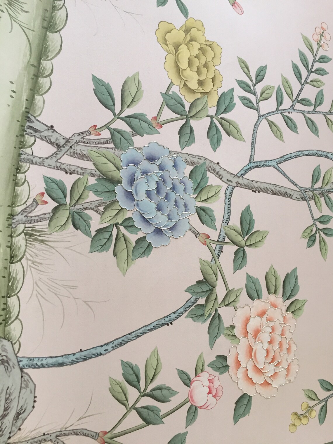 Hand Embroidered Silk Wallpaper & Artwork on Light Purple - Etsy UK