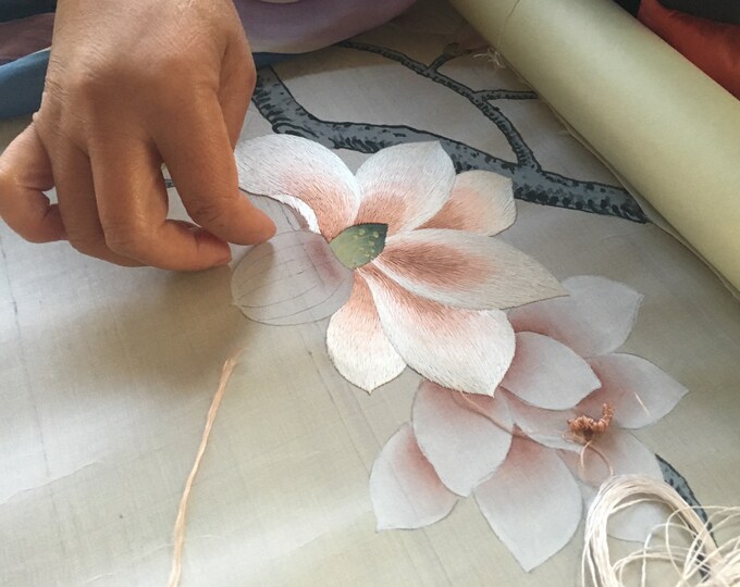 Magnolia: Custom Made Chinoiserie Handpainted Wallpaper With - Etsy