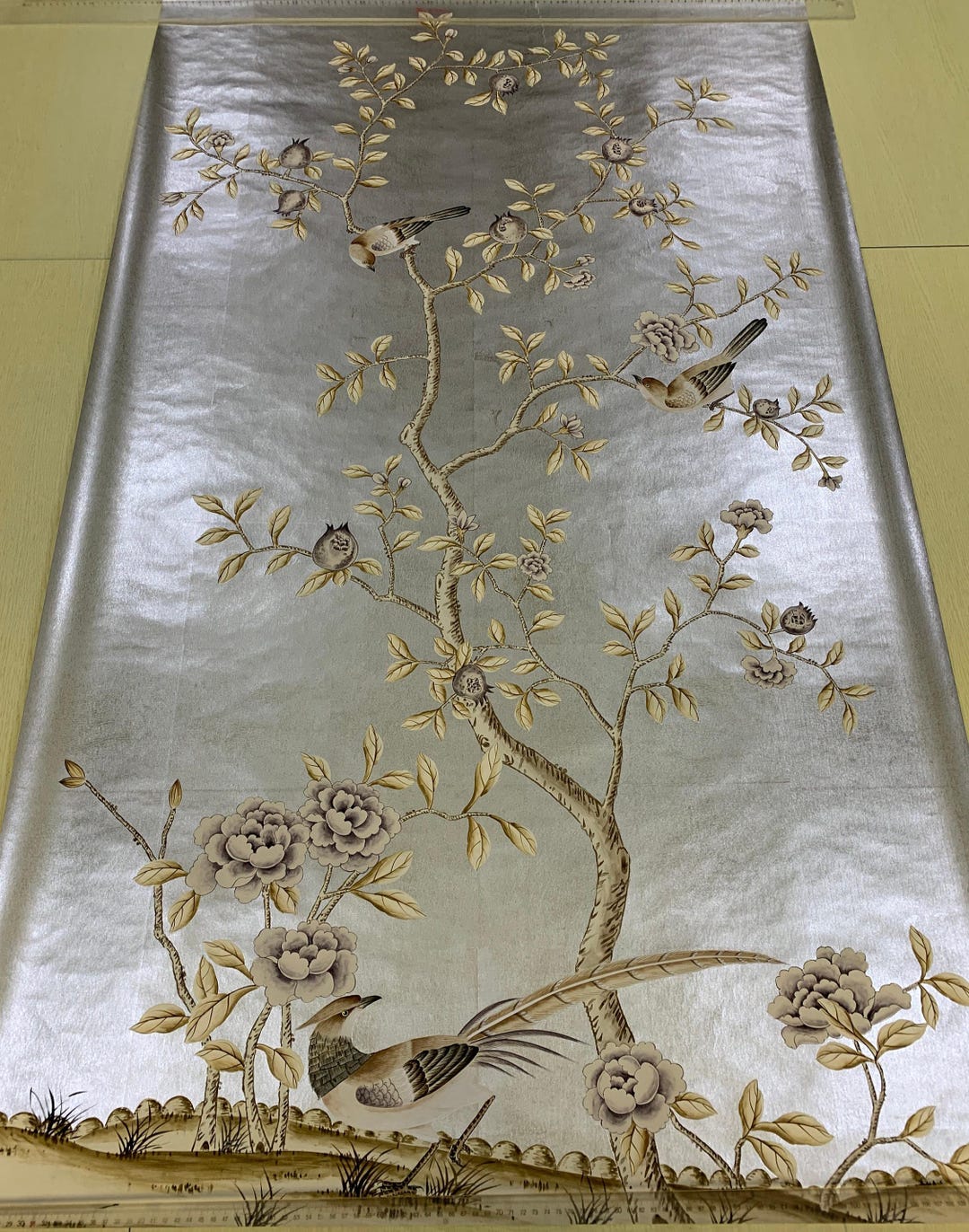 30" X 45" Chinoiserie Handpainted Artwork on Metallic Leaf ML-6 - Etsy