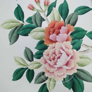 G-031 Lingering Garden Chinoiserie Handpainted Wallpaper on Ivory Paper ...