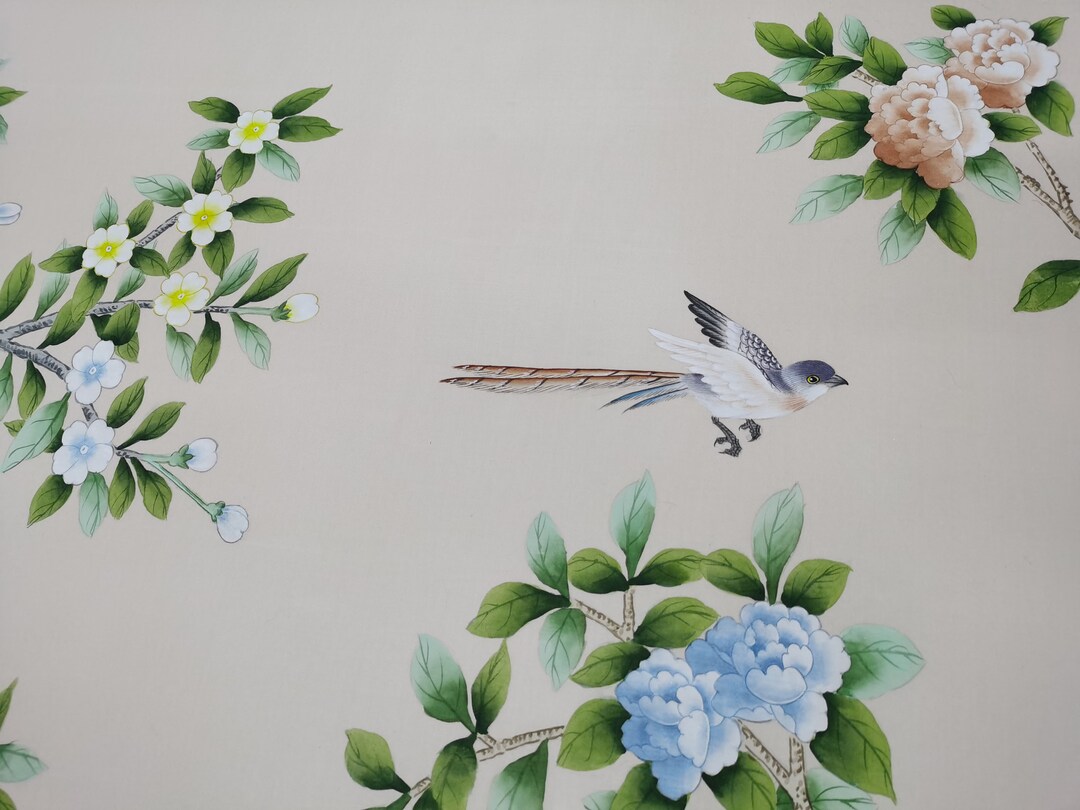 G-031 Lingering Garden | Chinoiserie Wallpaper on Pink Silk SP-34 ...