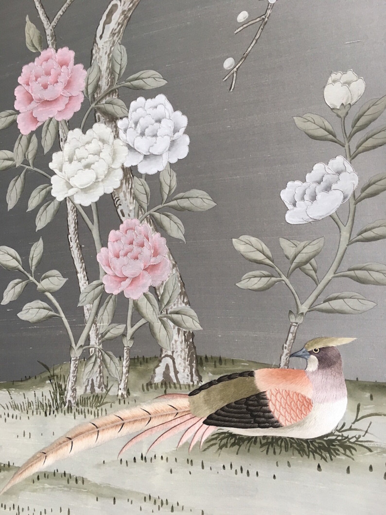 Hand Embroidered Silk Wallpaper & Artwork: Custom Size Available - Etsy