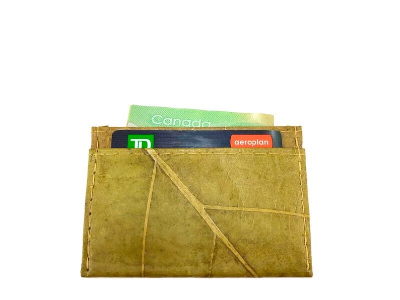 Minimalist Card Wallet Leaf Leather Wallet Vegan Wallet - Etsy