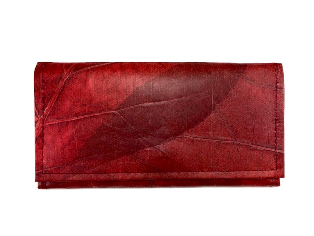 Clutch Wallet | Leaf Leather Trifold Wallet | Ladies Vegan Wallet| Eco ...