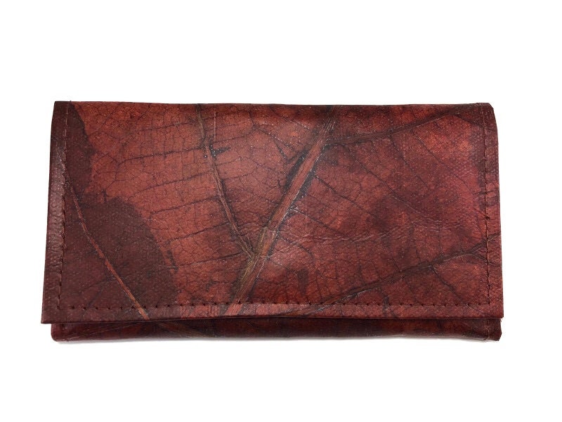 Clutch Wallet | Leaf Leather Trifold Wallet | Ladies Vegan Wallet| Eco ...