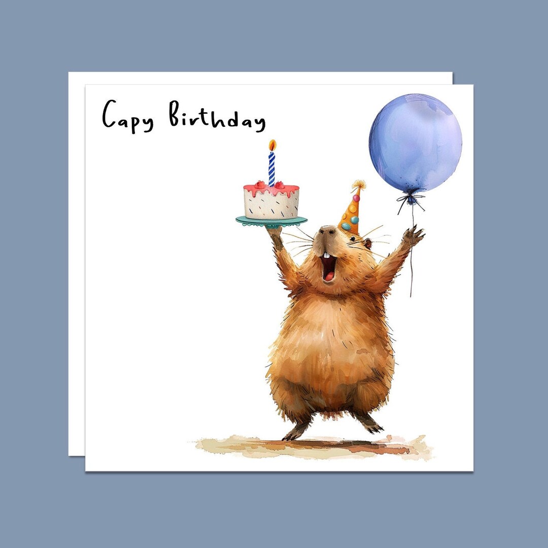 Happy Birthday Funny Capybara Greeting Card. Can Be Personalised ...